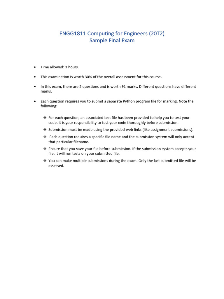 Sample Final Exam | PDF | Body Mass Index | Computer Programming