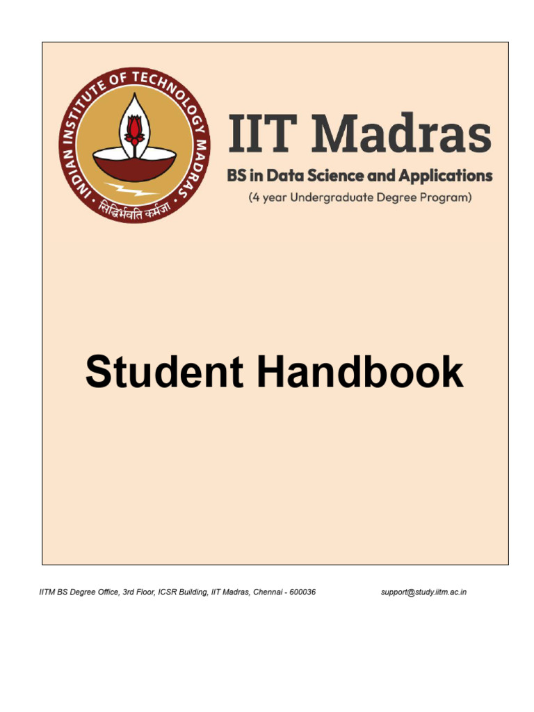 Iitm Bs Degree Programme Student Handbook Pdf Bachelor Of Science