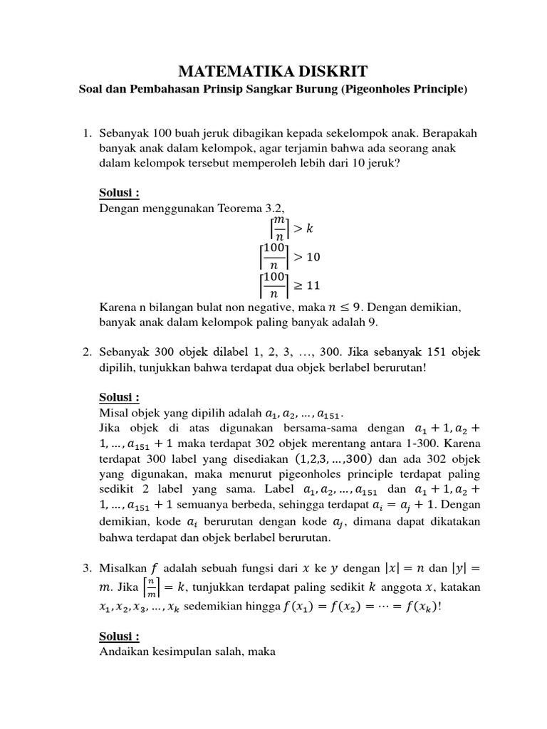 Soal Dan Pembahasan Matematika Diskrit | PDF