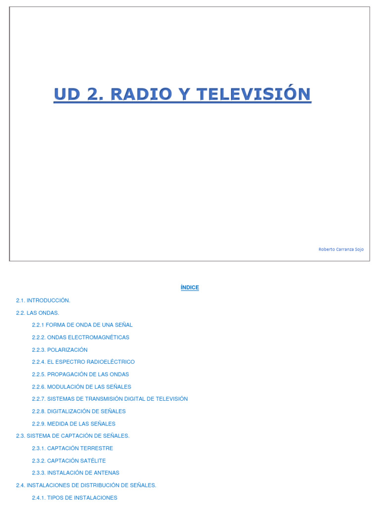 UD 2. Radio y Televisión (RTV) | PDF | Antena (Radio) | Modulación