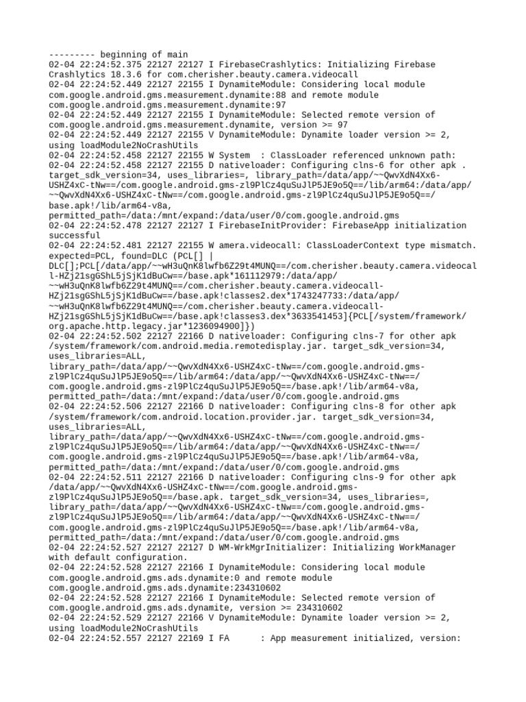 Com - Cherisher.beauty - Camera.videocall Logcat | PDF | Java (Programming Language) | Computer ...