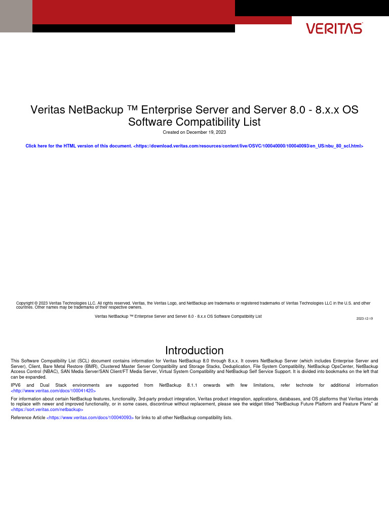 Software Compatibility Veritas NBU 2023 Dec | PDF | Operating System ...