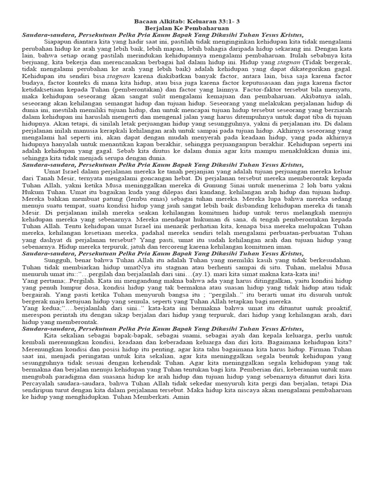 Bacaan Alkitab kohtbah bapak | PDF