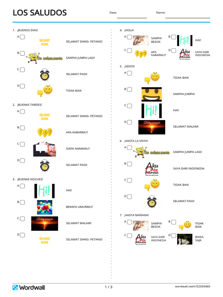 Los Saludos Quiz | PDF