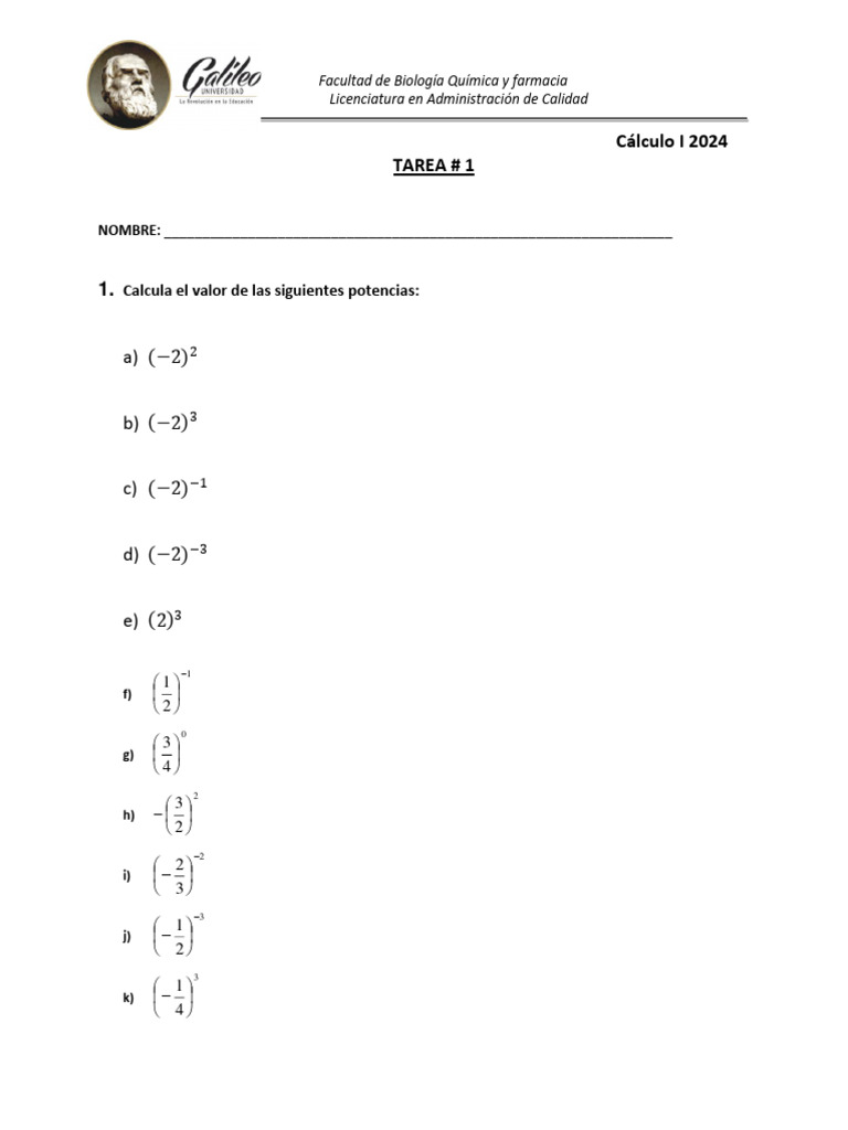 Tarea 1 C Lculo FABIQ 2024 | PDF