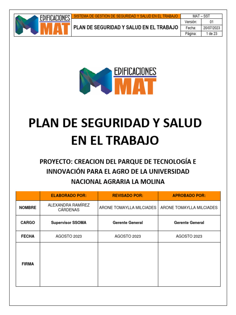 1. Plan SST en gestion de seguridad y salud en el trabajo | PDF | Seguridad y salud ocupacional ...