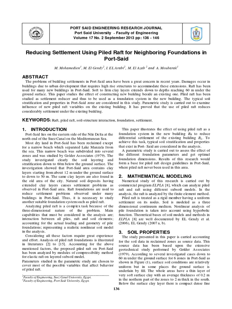 Reducing Settlement Using Piled Raft For Neighboring Foundations in ...