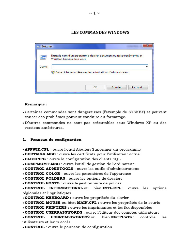 Les Commandes Windows | PDF | Interface en ligne de commande | Microsoft Windows
