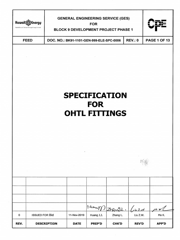 Specification For OHTL Fitting | PDF