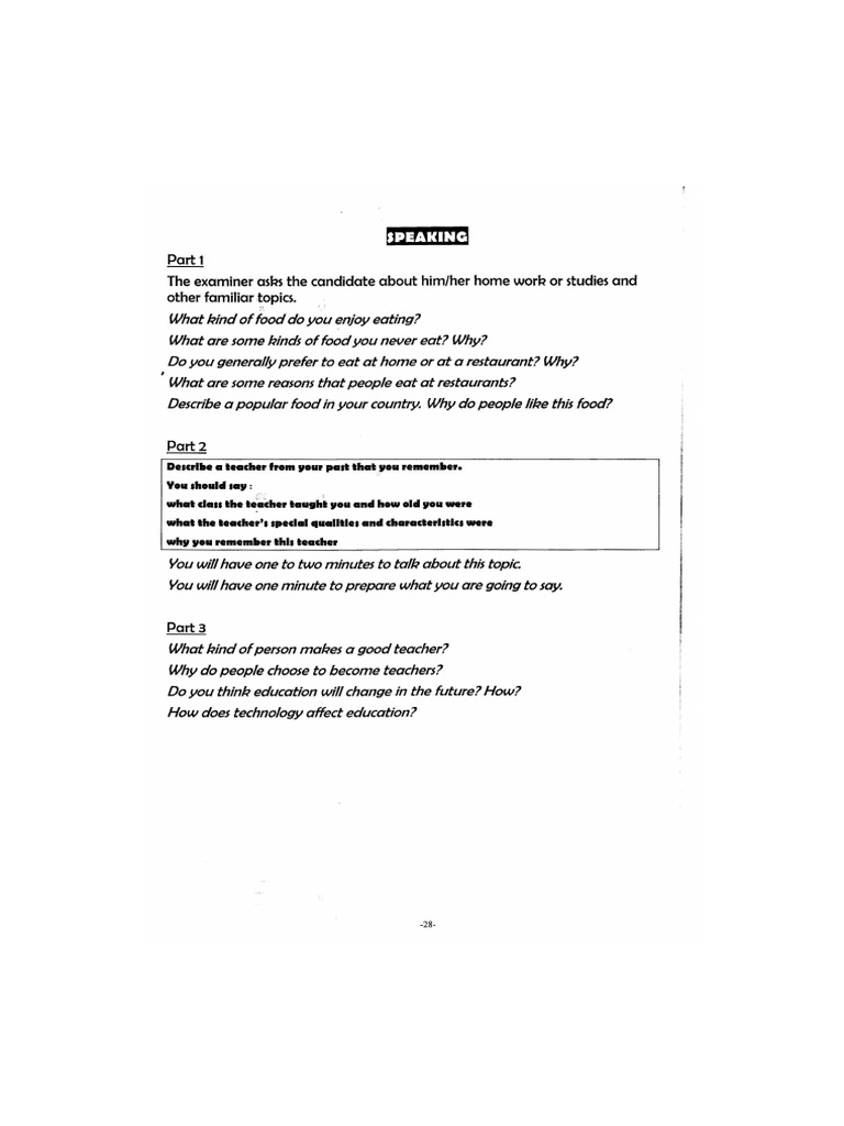 IELTS 10 Speaking 1 | PDF