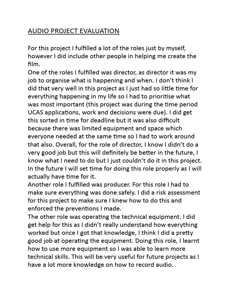 Audio Project Evaluation | PDF | Learning | Cognition