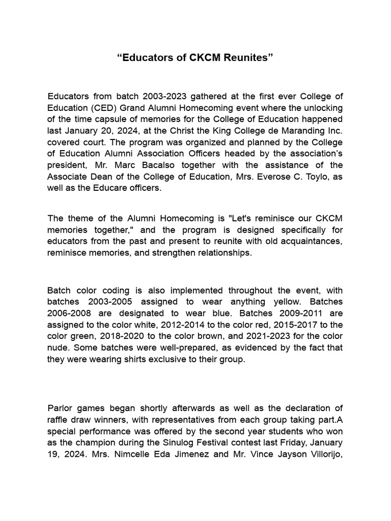 Ced Alumni Article Final Draft | PDF