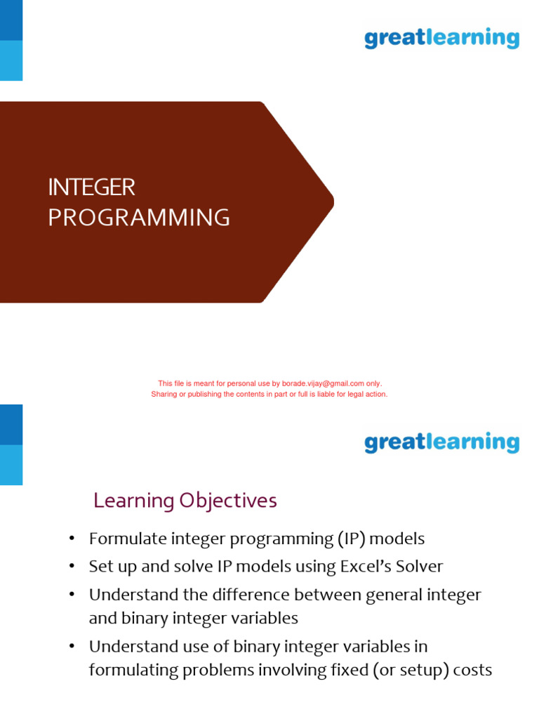 Integer Programming | Download Free PDF | Mathematical Optimization | Applied Mathematics