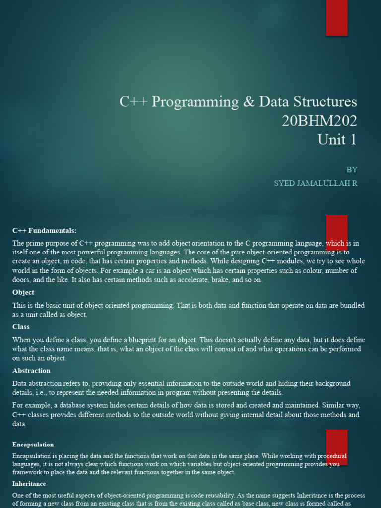 C++ & DS-Unit 1 | PDF | Control Flow | Object (Computer Science) C++ & DS-Unit 1 | PDF | Control Flow | Object (Computer Science)