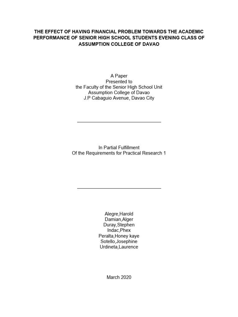 Financial Struggles and Academic Impact | PDF | Cost Of Living ...