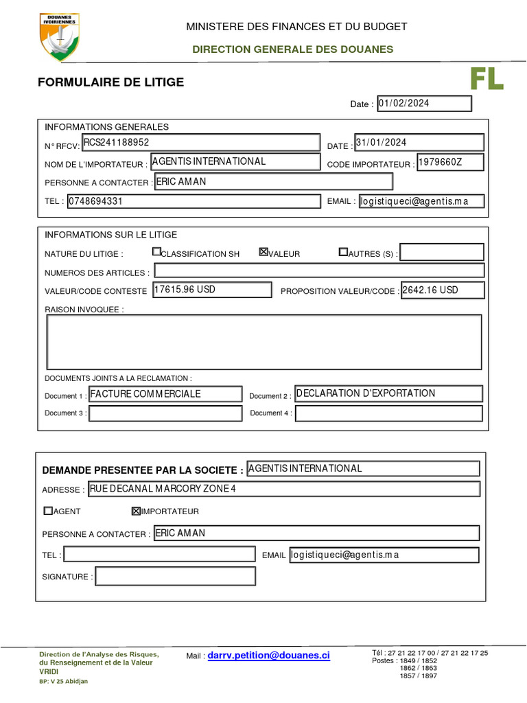 F Formulaire+de+Litige | PDF