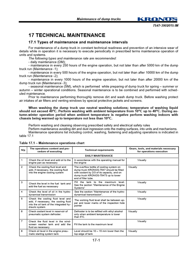 17 Technical Maintenance: 17.1 Types of Maintenance and Maintenance ...