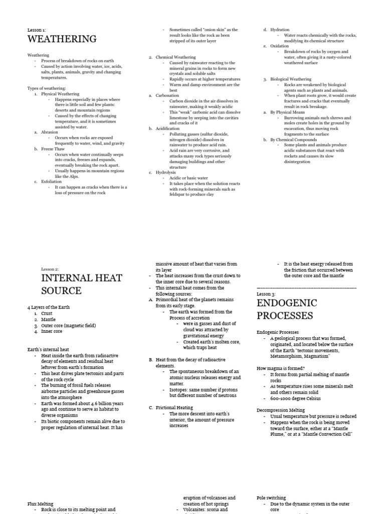 Grade 11 Earth Science 2nd Quarter Review | PDF | Weathering | Magma