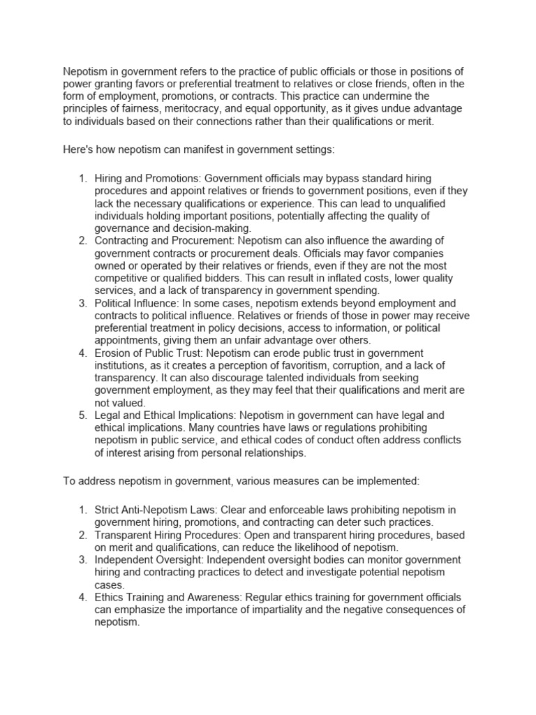 Nepotism | PDF | Political Science | Justice