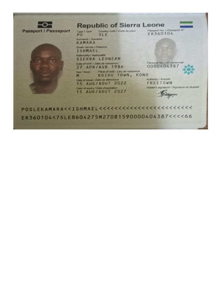 Ishmael Kamara Passport | PDF
