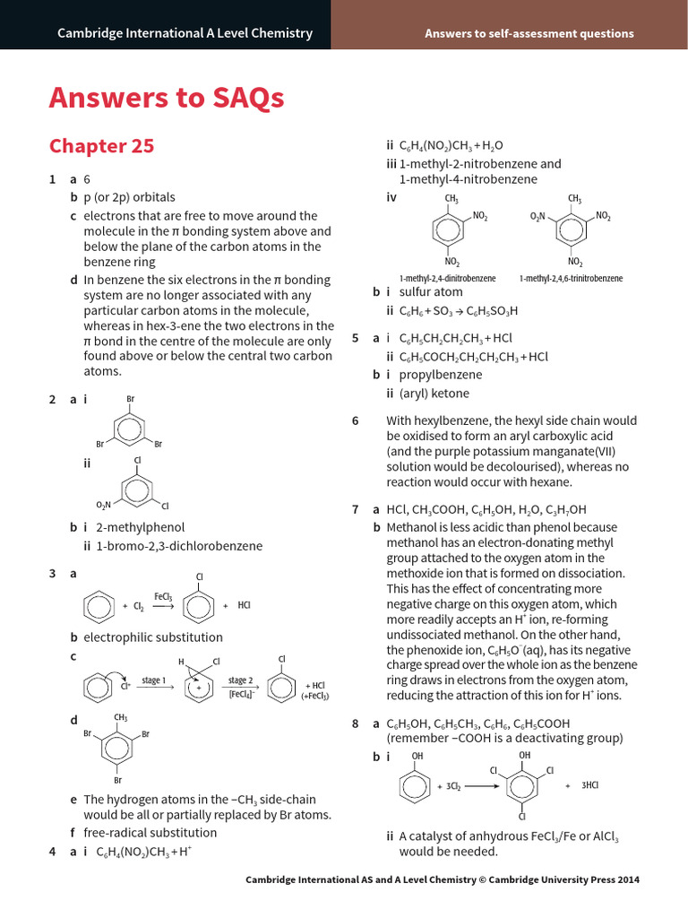SAQ Ans 25 | PDF | Chlorine | Methyl Group