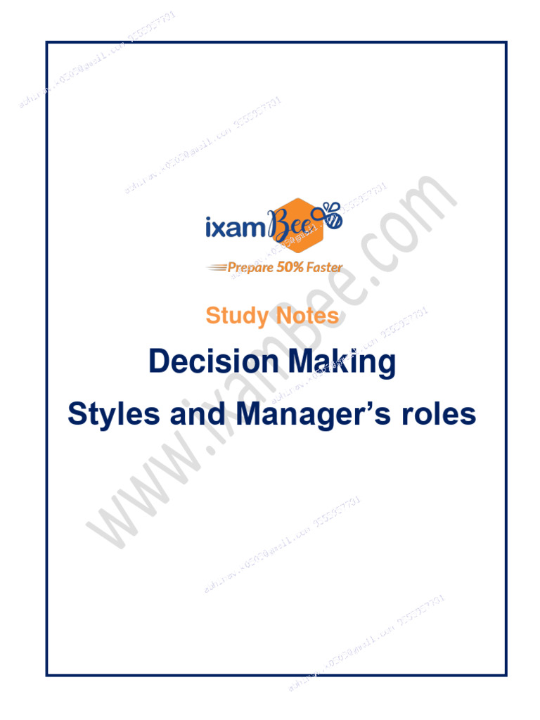 Decision Making Styles and Manager's Roles | PDF | Decision Making ...