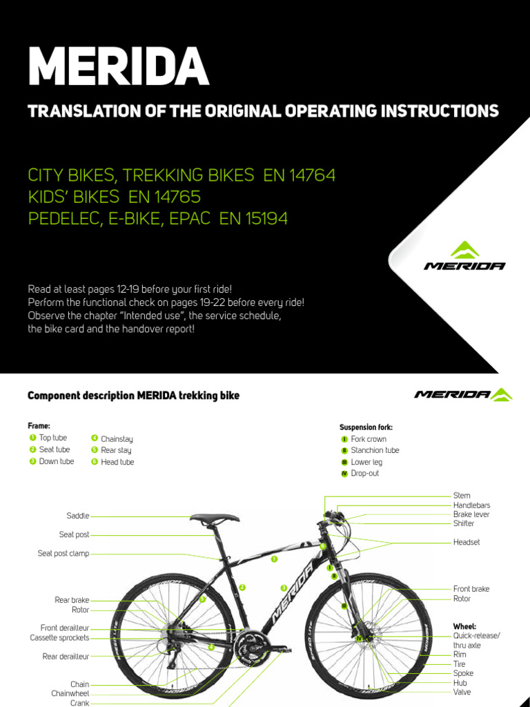 Merida Instruction Manual City Trekking Kids e Bikes 2015 | Download ...