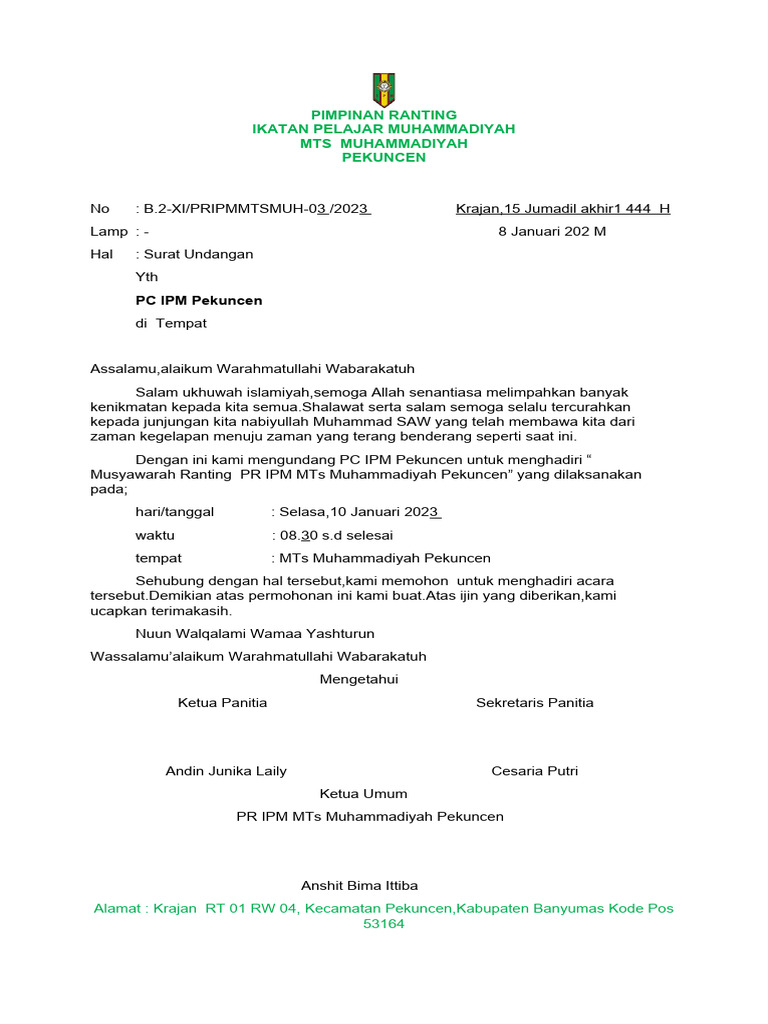 Undangan Musyran IPM | PDF