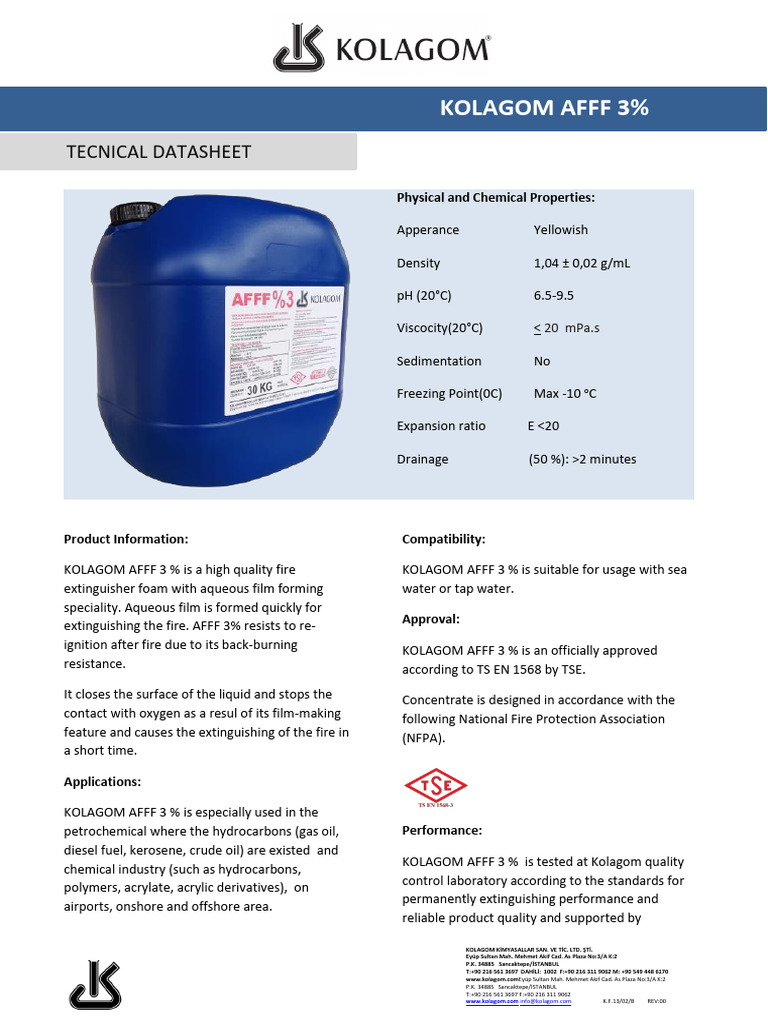 TDS Afff %3-En 1568 | PDF | Diesel Fuel | Materials