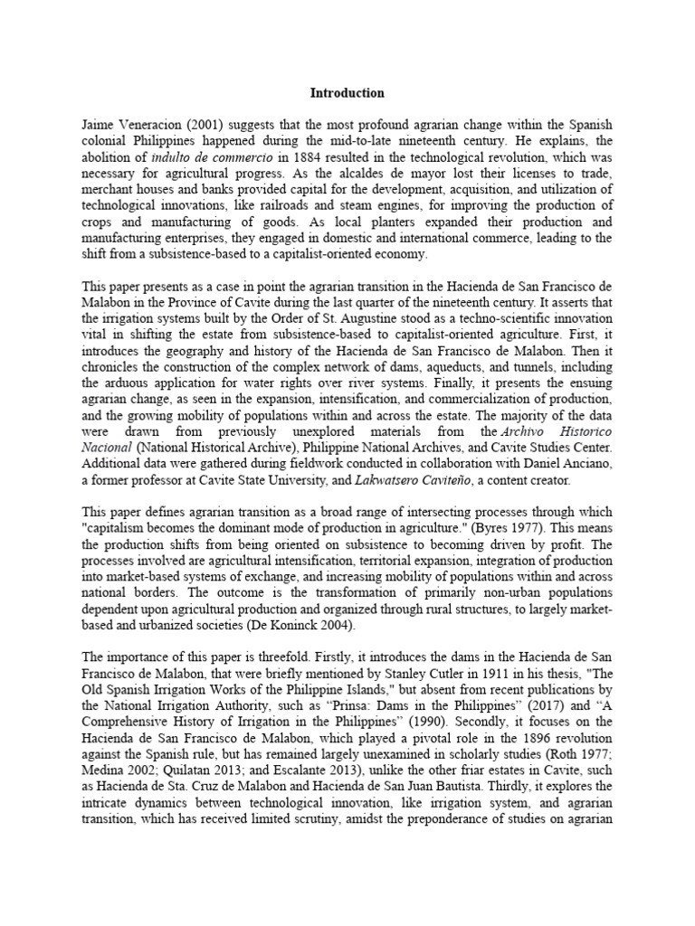 Irrigation and Agrarian Transition in 19th Century Hacienda de San ...