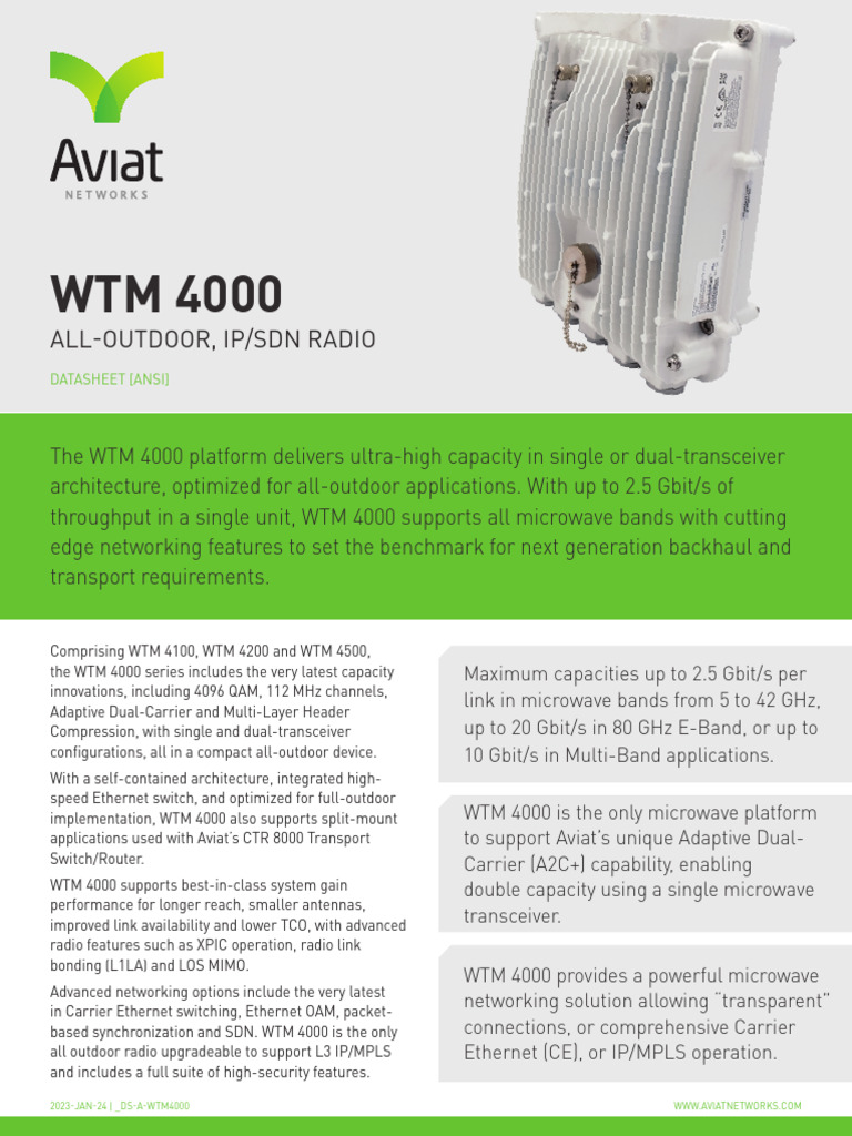 WTM 4000 Short-Form Datasheet (ANSI) | PDF | Computer Network | Virtual ...