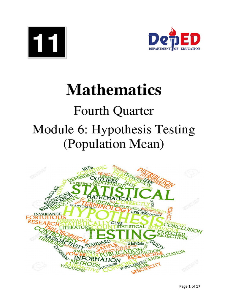 Statprob Q4 Module 6 | Download Free PDF | Statistical Hypothesis ...