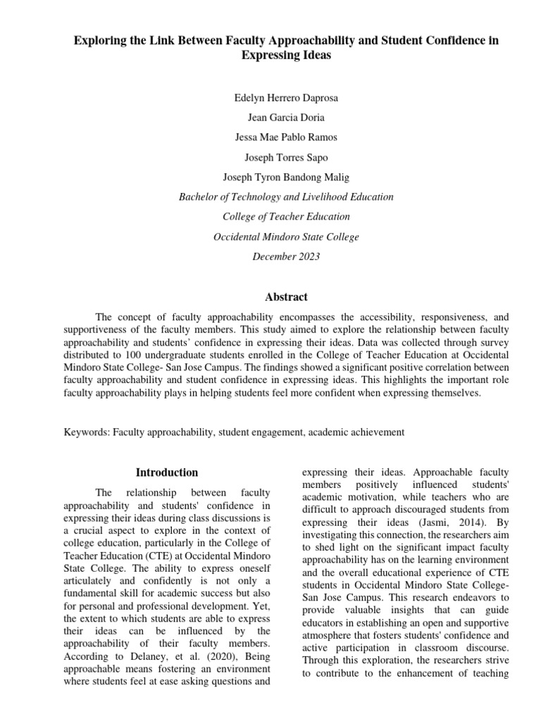 Exploring The Link Between Faculty Approachability and Student ...