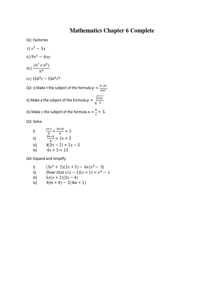 Mathematics Chapter 6 Complete | PDF