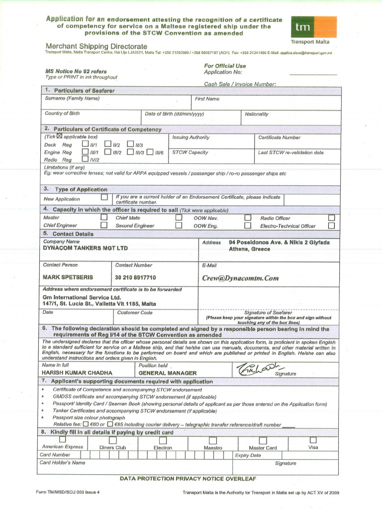 TANKER MALTESE FORM | PDF
