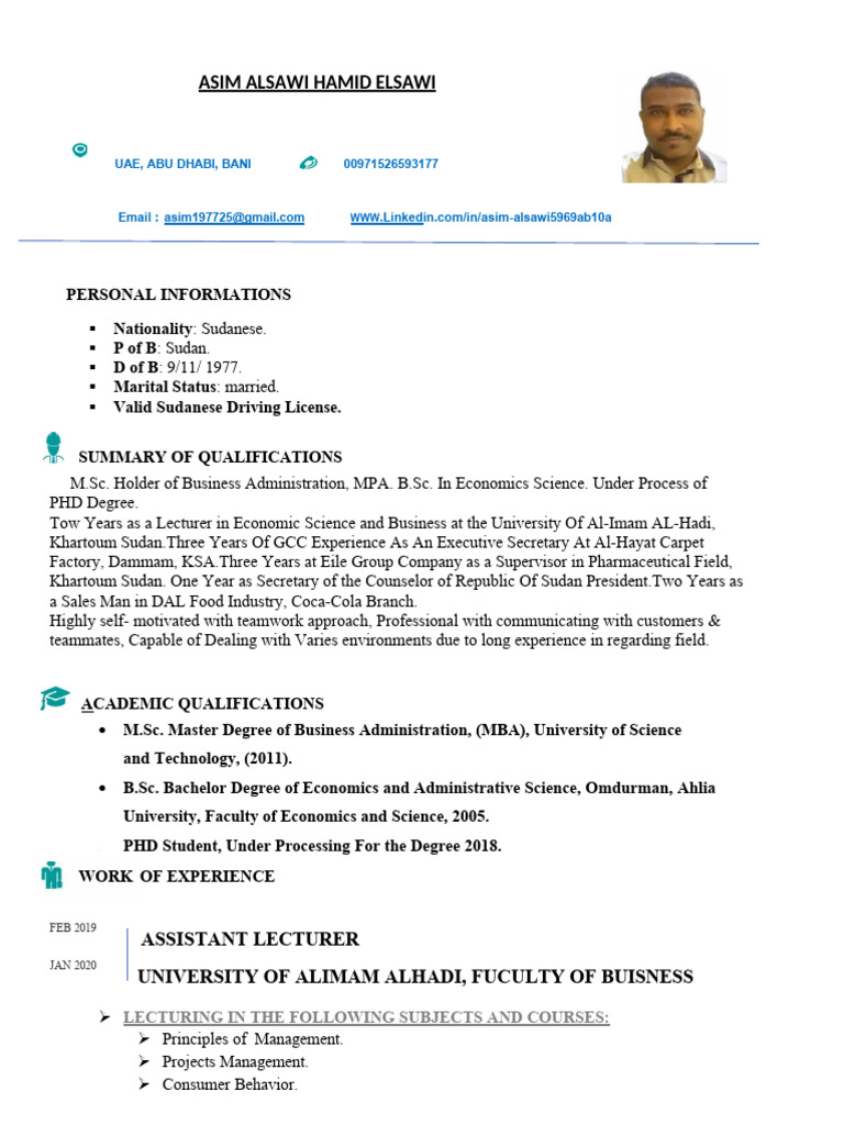 Asim Resume PDF 99 UAE | PDF | Academic Degree | Sudan