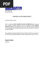 Certificate of Employment COE Template | PDF