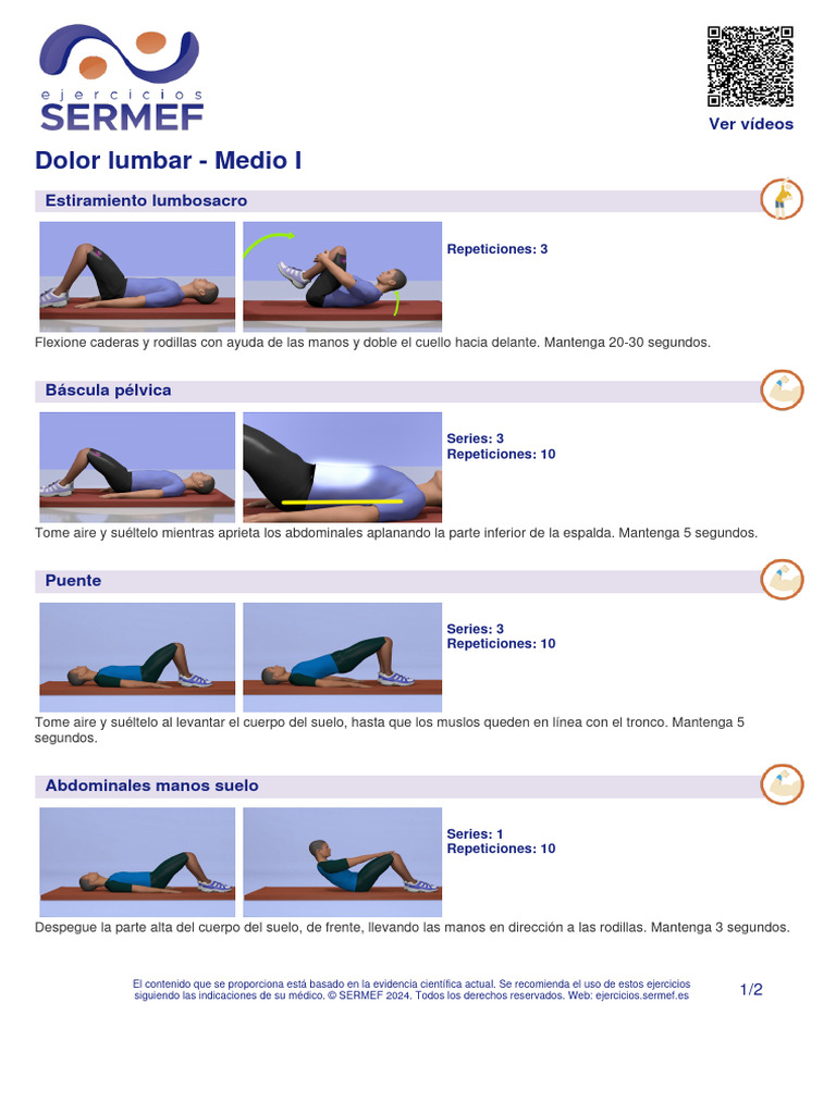 SERMEF - Programa - Dolor Lumbar - Medio I | PDF | Dolor lumbar | Sistema musculoesquelético