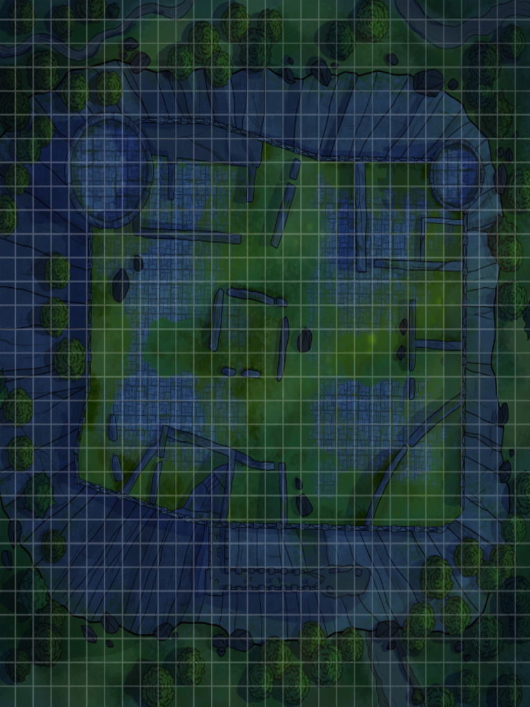 Mountain Castle Ruins Night Grid 30x30 | PDF