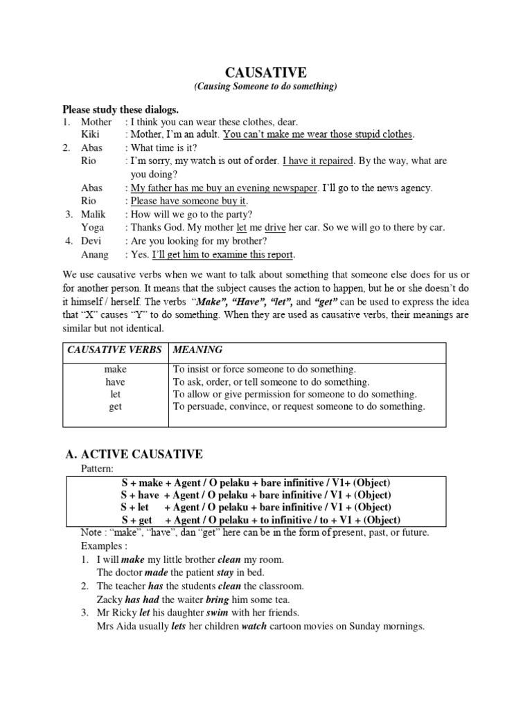 CAUSATIVE (theory) | PDF | Verb | Language Mechanics