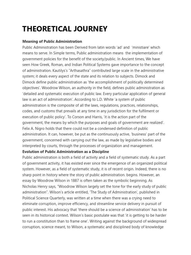 THEORETICAL JOURNEY, Pubad | PDF | Public Administration | Governance