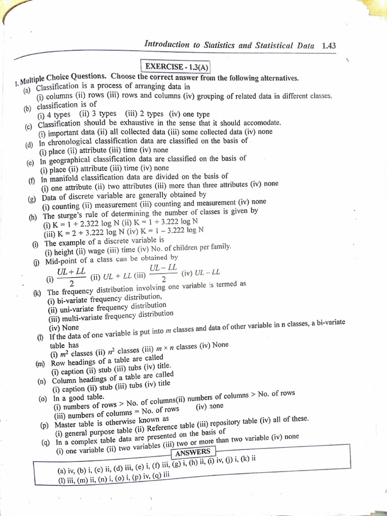 BSTAT-Short Type Selected Question Answer Set-1 | PDF | Mean | Mode (Statistics)