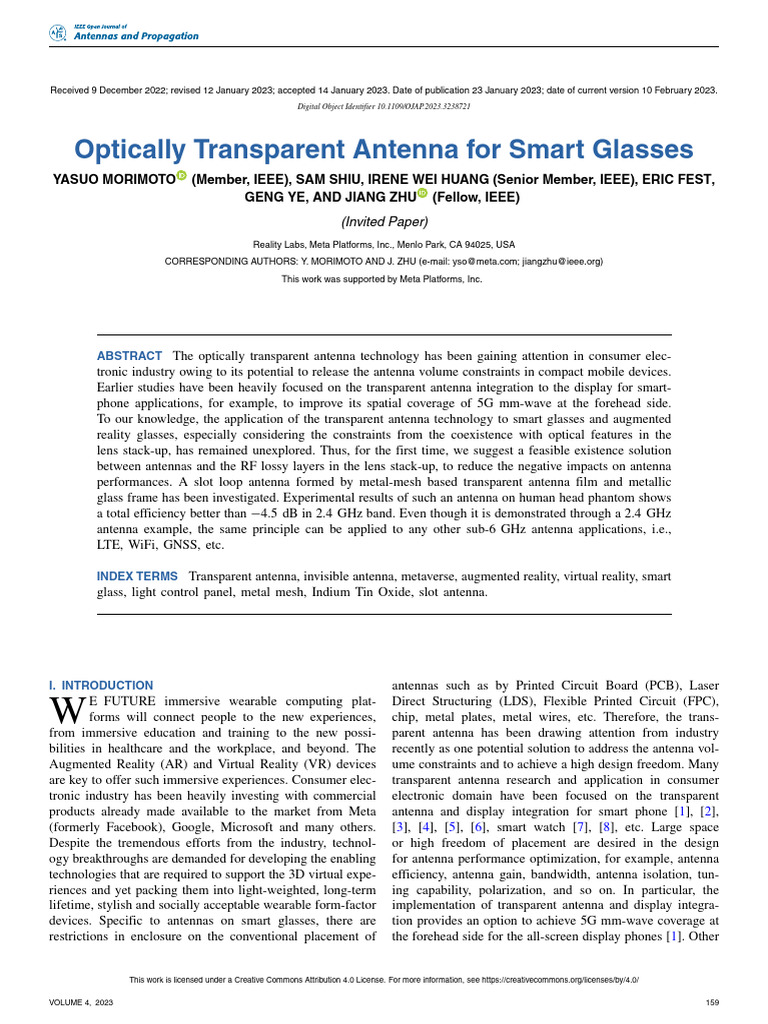 Optically Transparent Antenna For Smart Glasses | PDF | Antenna (Radio ...