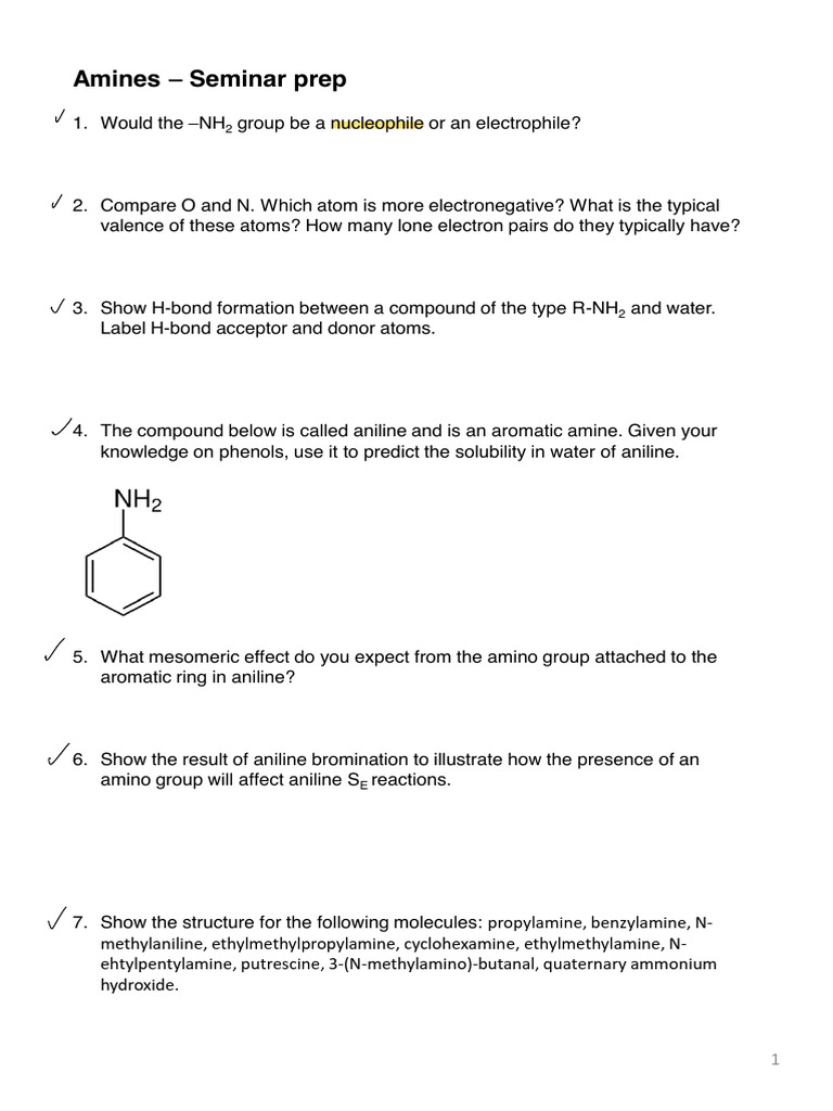 Prelab-Amines 2 | PDF | Amine | Aromaticity