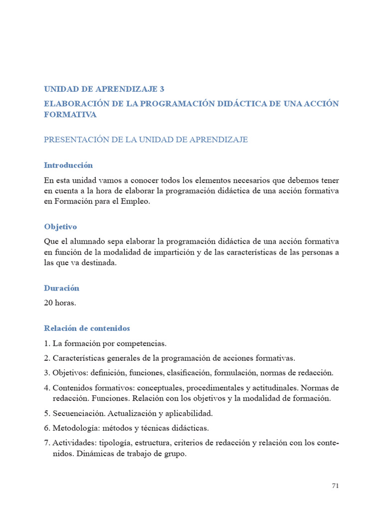 MF1442-3. Elaboración de la programación didáctica de una acción formativa en formación para el ...