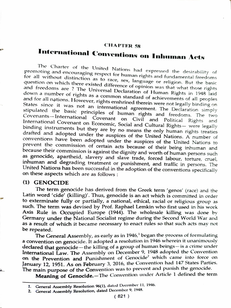 INTERNATIONAL CONVENTION ON INHUMAN ACTS Notes | PDF | Genocides | Torture
