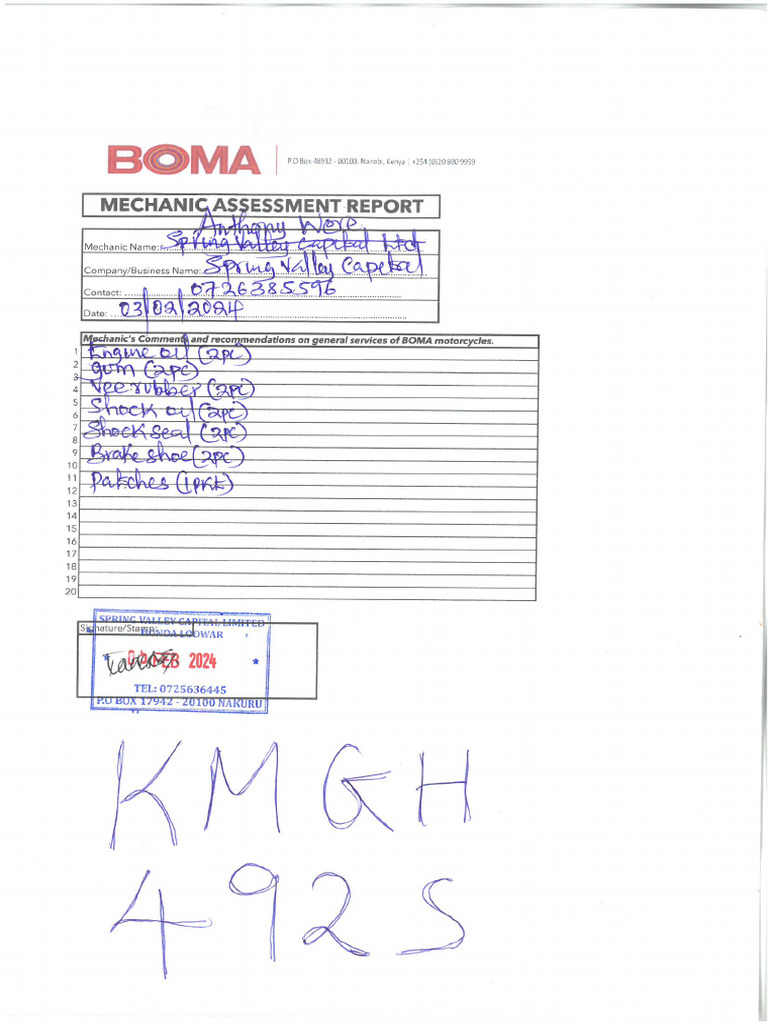 MECHANIC ASSESSMENT REPORT | PDF