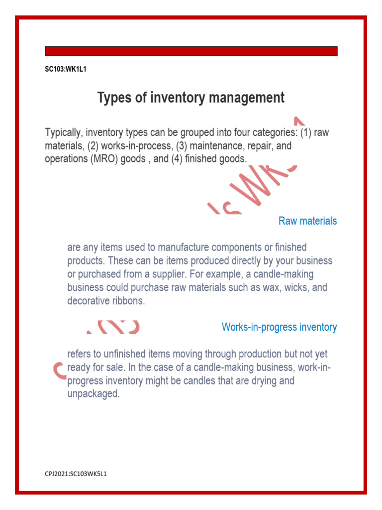 C. WK5L1SC3 Types of Inventory Mgt. | PDF | Inventory | Service Industries