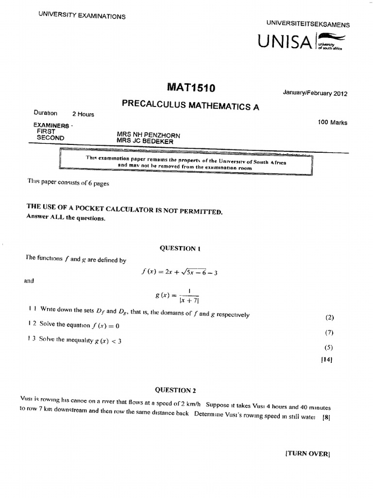 Mat1510 Jan 2012 | PDF