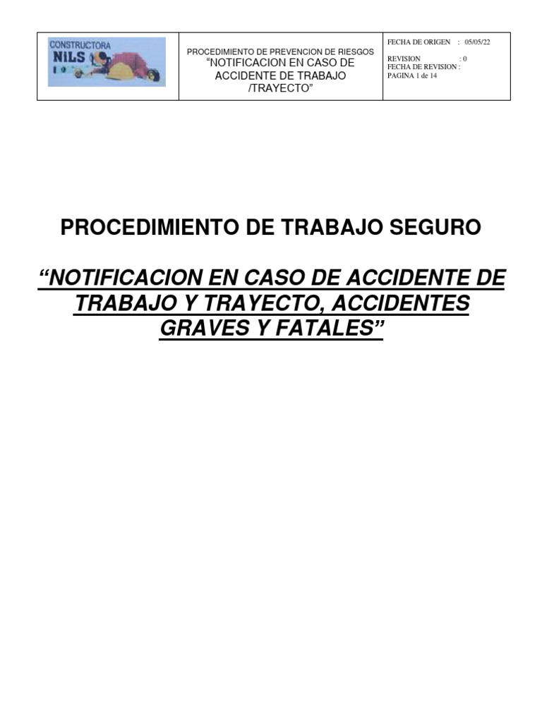 Pts. Notificacion en Caso de Accidente de Trabajo y Trayecto ...